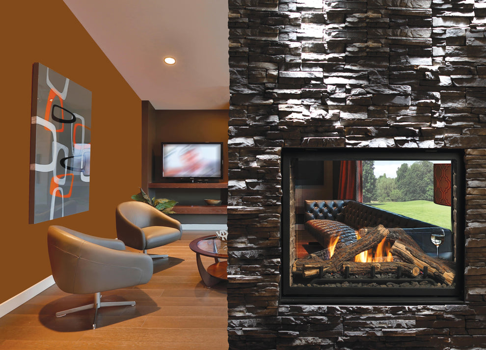 Kingsman Multi-Sided 42 See-Thru Ceramic Clean-Face Direct-Vent Gas Fi ...