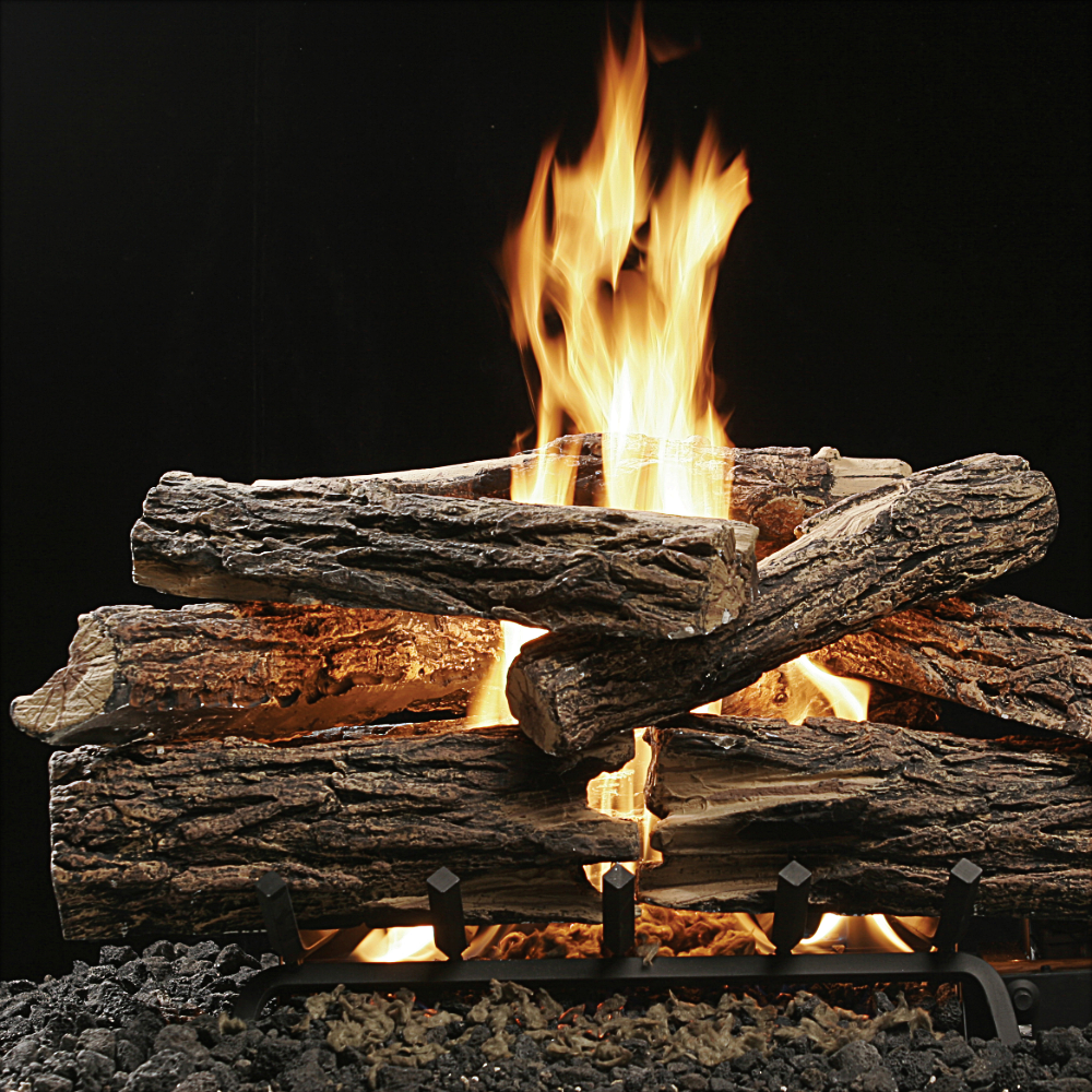 Kingsman 30 Inch Reversible Charred Split or Barked Oak Log Set Media ...