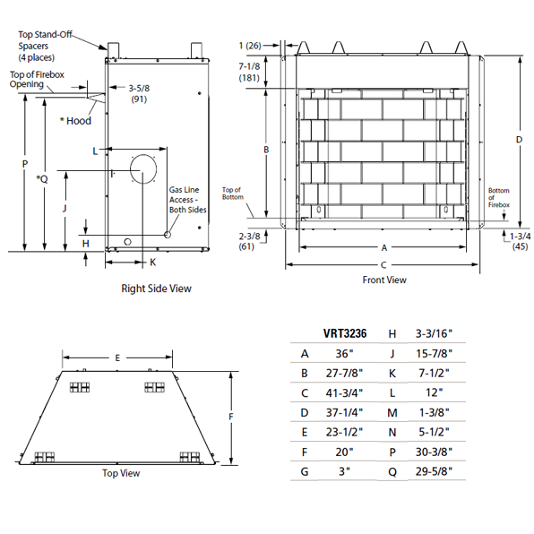 Superior 36 Inch Vent Free Gas Firebox | VRT3236 – North Country Fire
